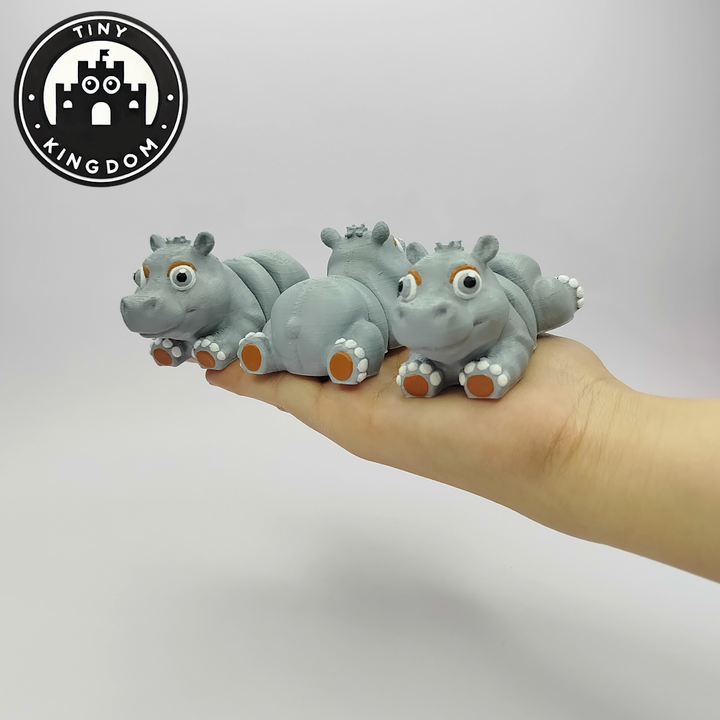3D Printable Flexi Tiny Hippo, Articulated fidget figure, keychain version included, 3mf ...